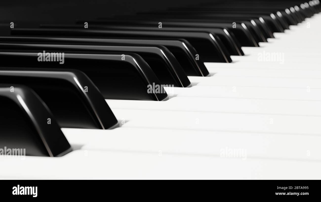 Piano keyboard close up view 3D illustration Stock Photo - Alamy