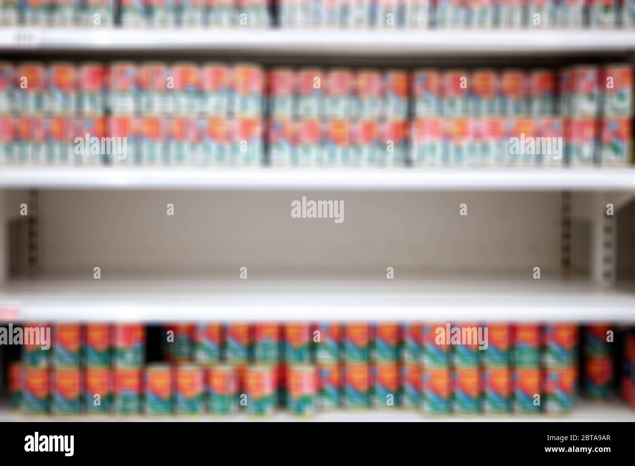 Abstract blurred effect Empty Food Shelves in a Supermarket due to ...