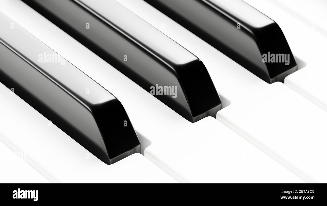 Piano keyboard close up view 3D illustration Stock Photo - Alamy