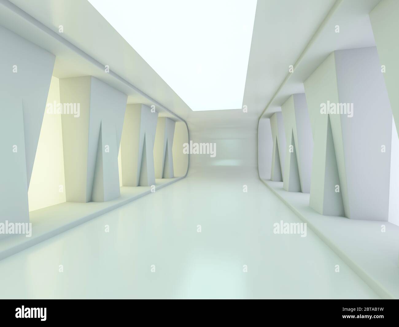 Abstract modern architecture background, empty open space interior. 3D ...