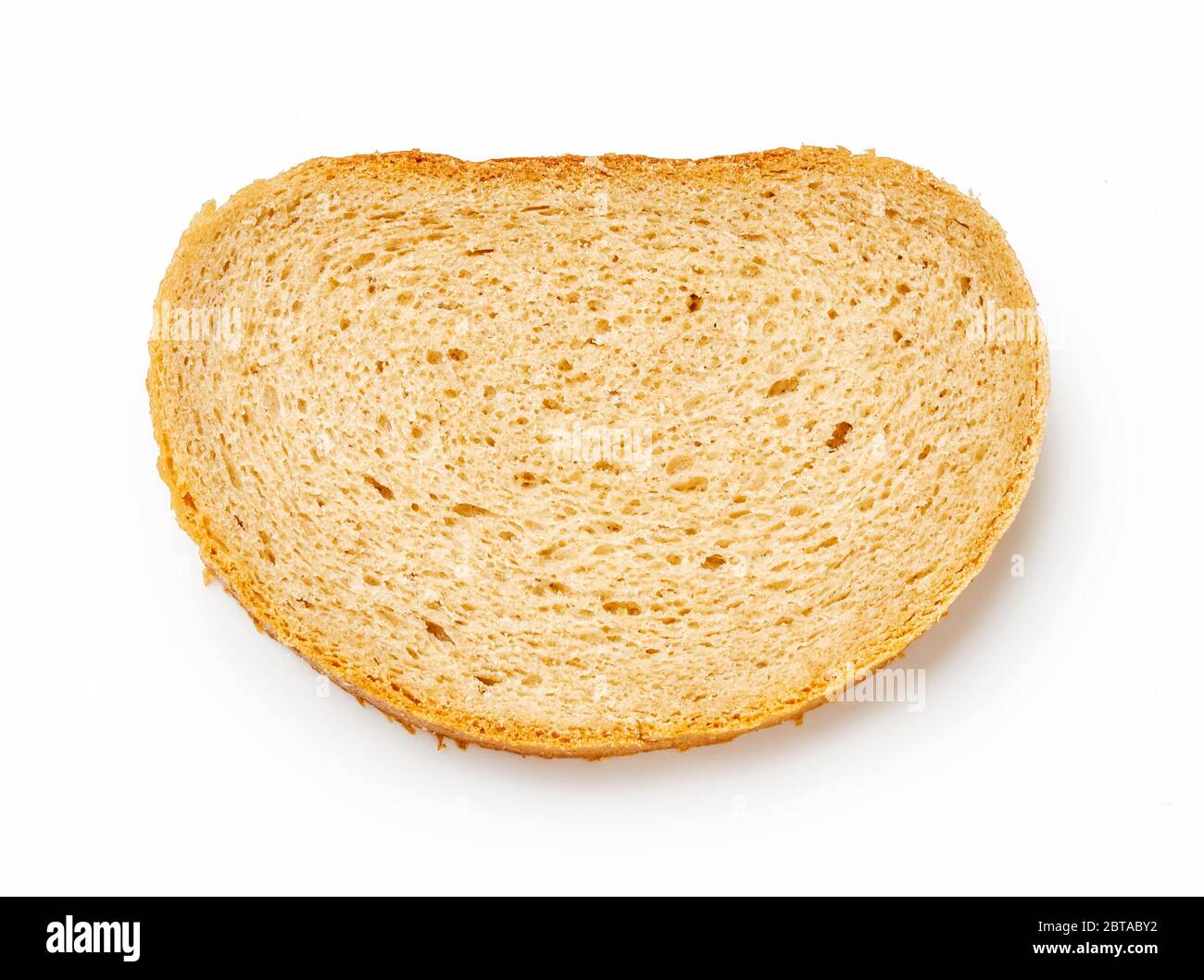 Piece of bread isolated on white background. Top view of bread slice ...