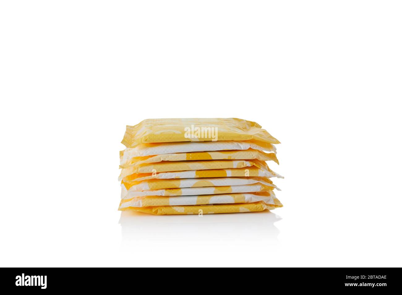 yellow female menstrual pads isolated on white background. Feminine ...