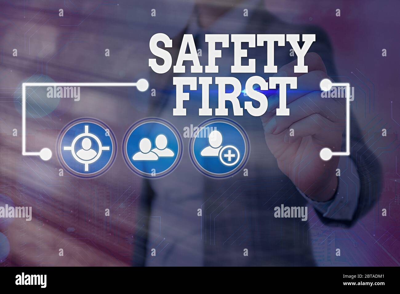 Text sign showing Safety First. Business photo showcasing used to say ...