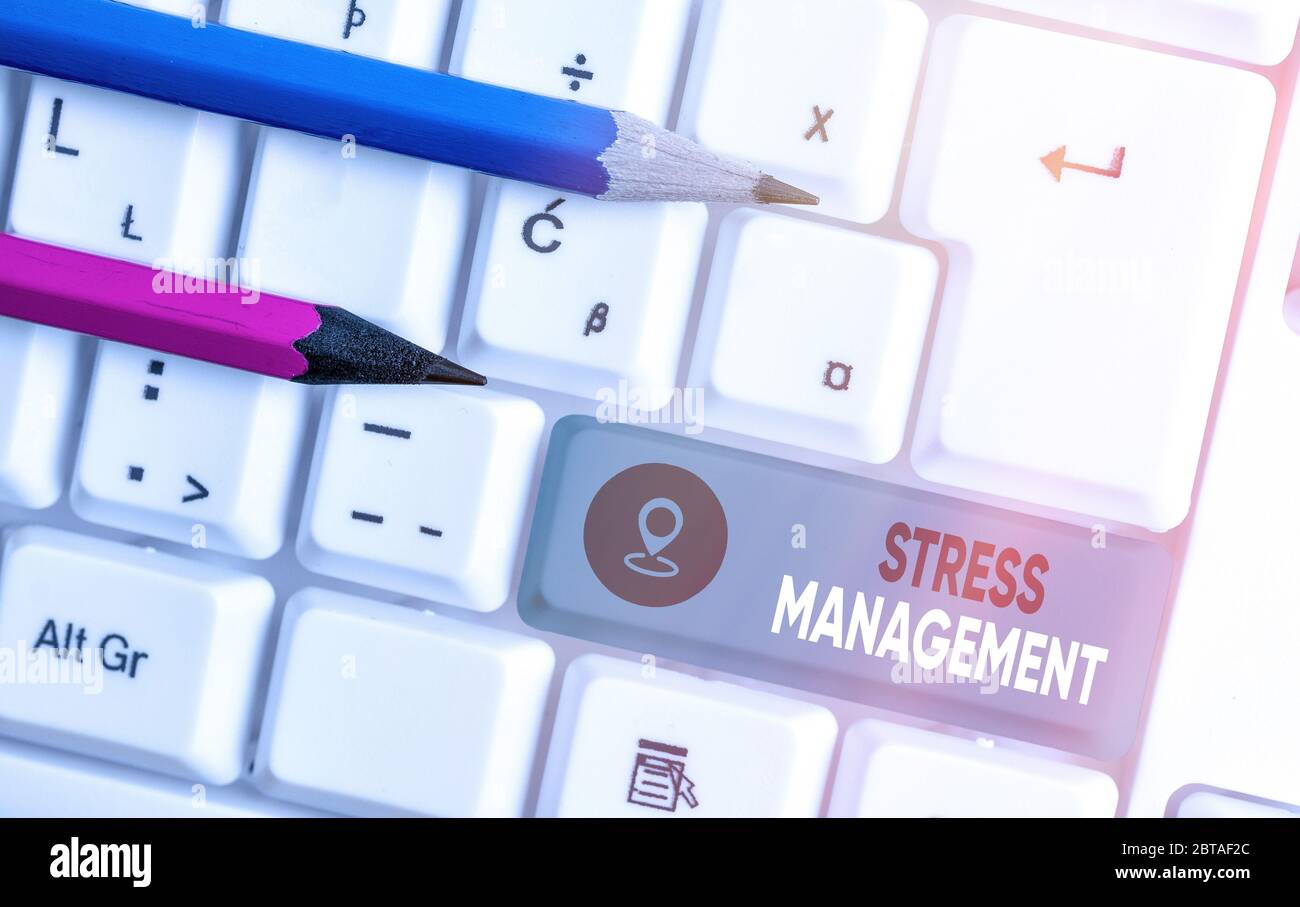 Writing note showing Stress Management. Business concept for method of ...