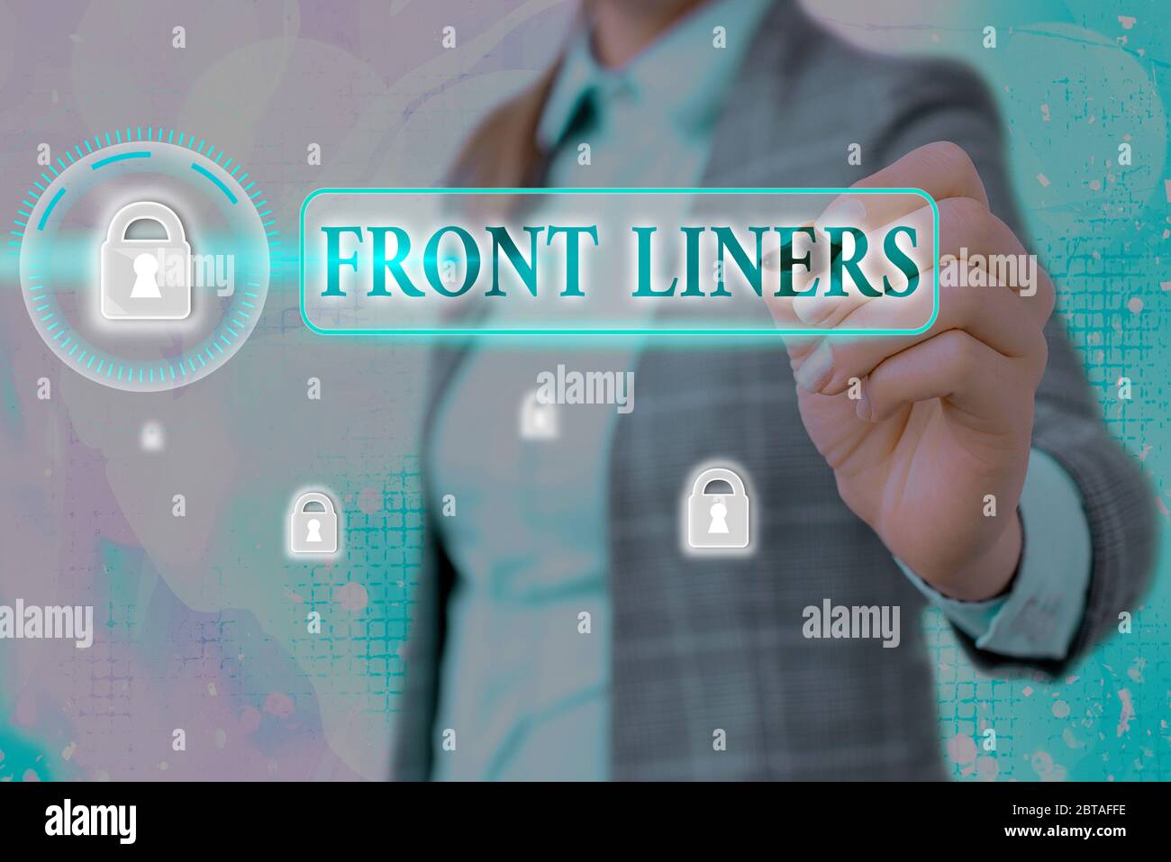 Conceptual hand writing showing Frontliners. Concept meaning most ...