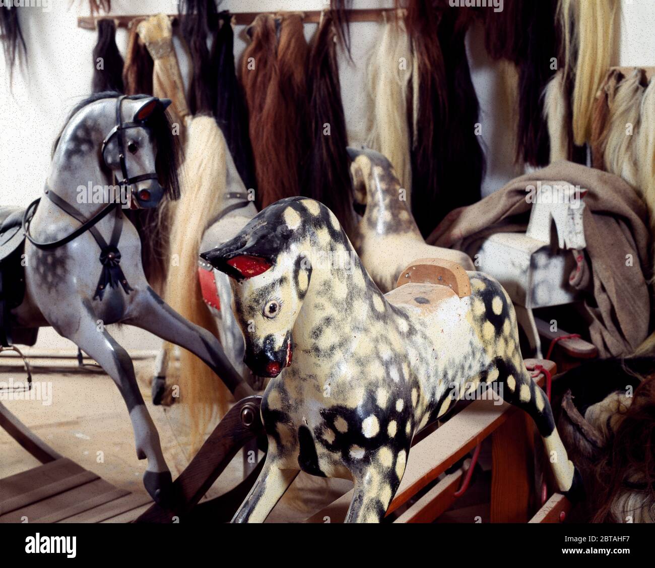 Collection of vintage rocking horses Stock Photo - Alamy