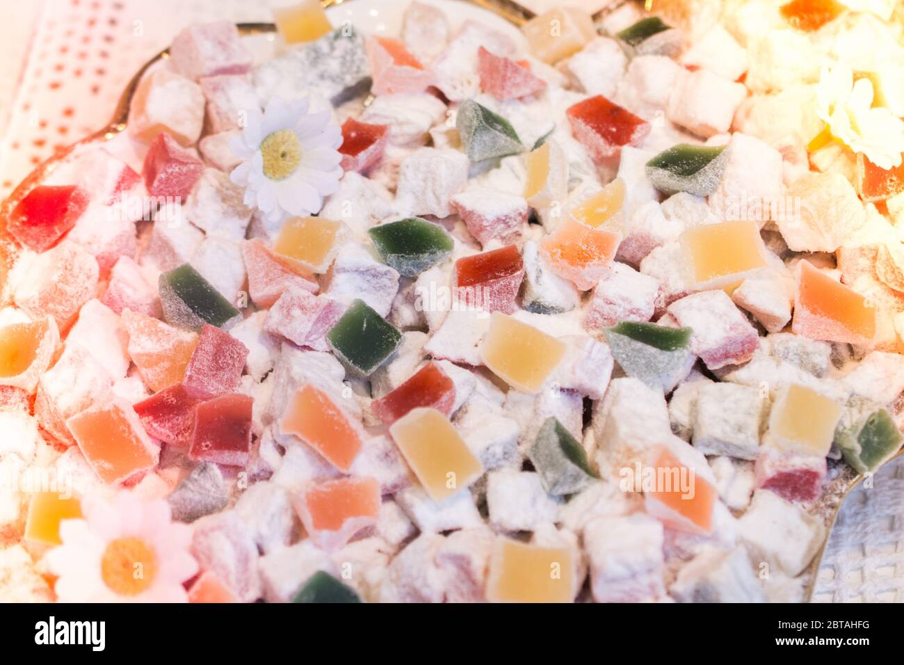 Traditional Turkish Delight, Sugar coated soft candy Stock Photo - Alamy