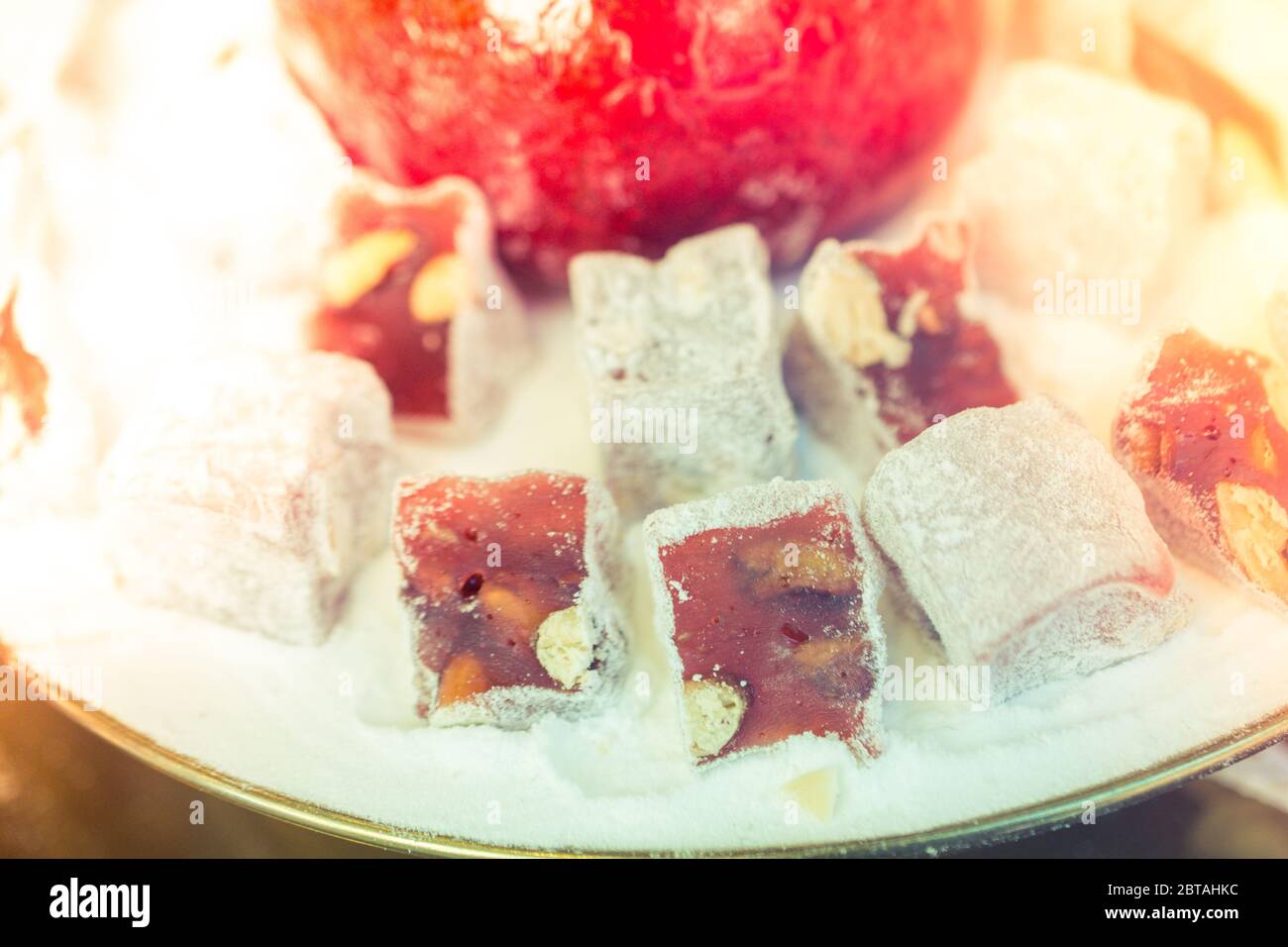 Traditional Turkish Delight, Sugar coated soft candy Stock Photo - Alamy