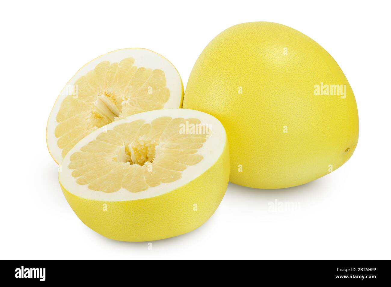 pomelo with half isolated on white background with clipping path and ...