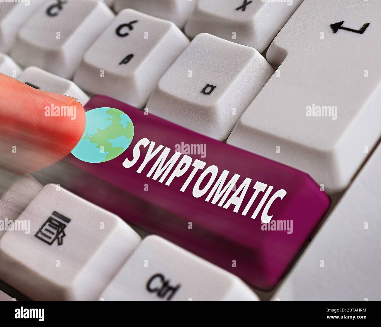 Conceptual hand writing showing Symptomatic. Concept meaning serving as ...