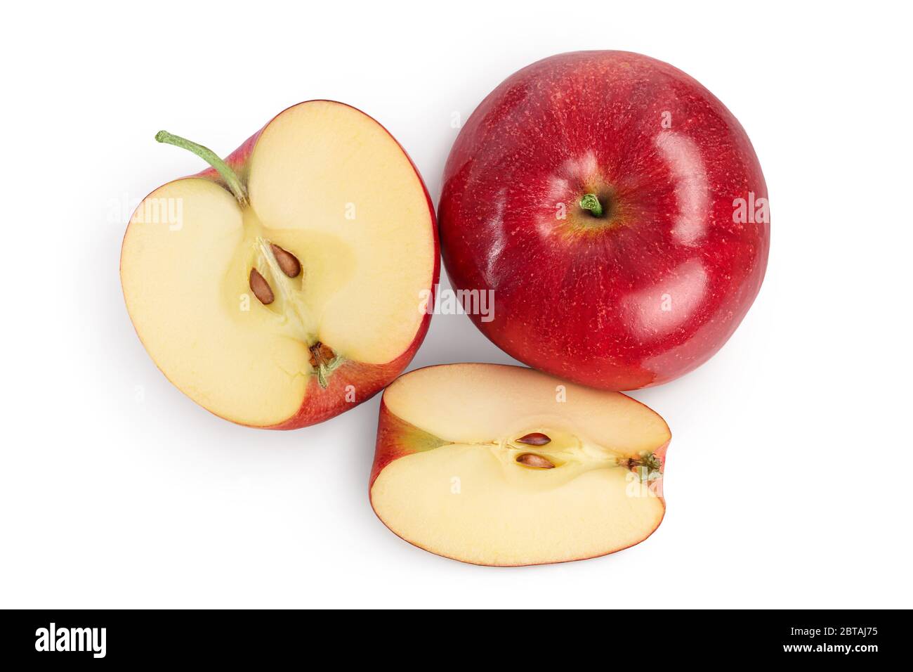 Red apple with half isolated on white background with clipping path and ...