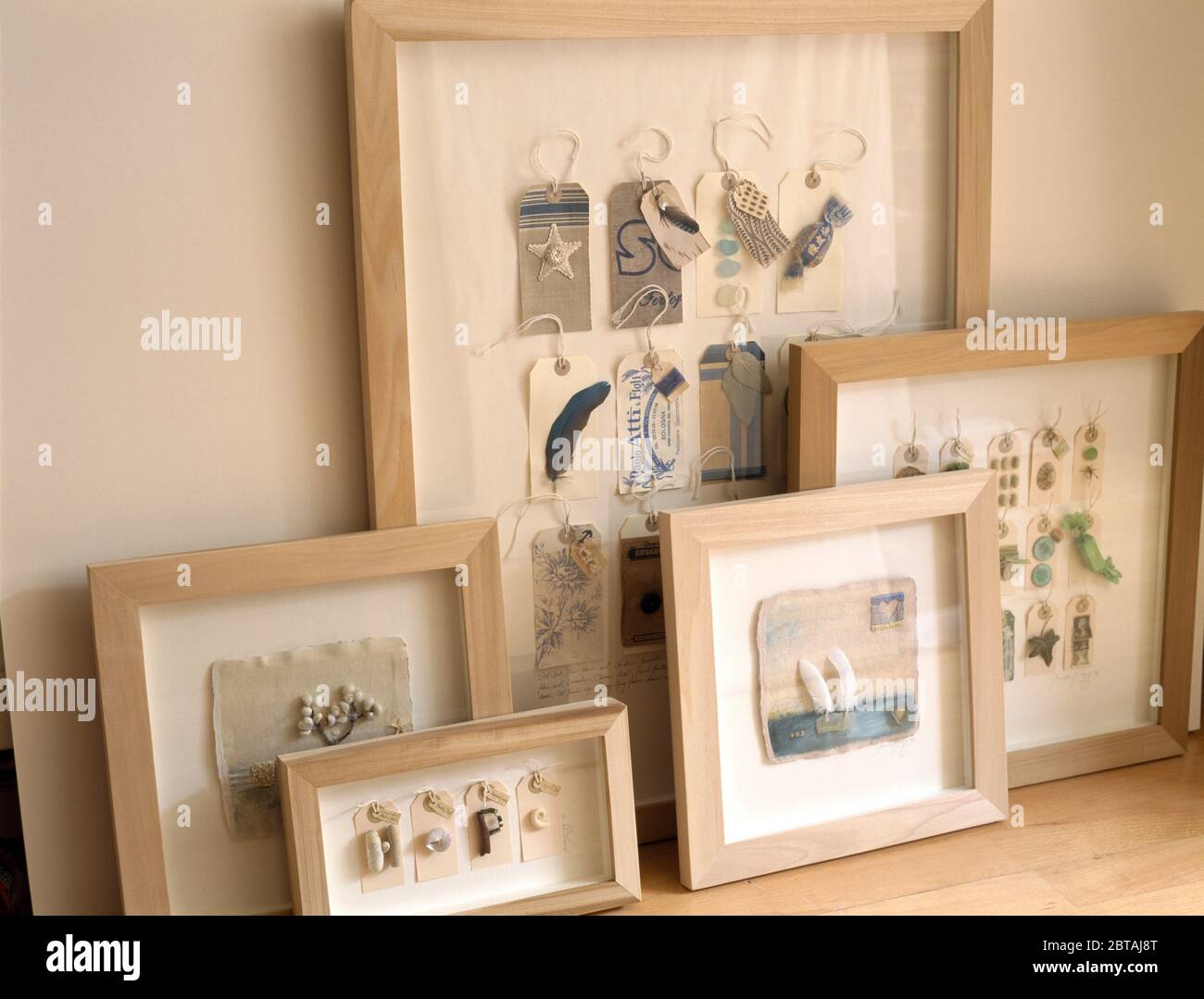 Home made collage pictures in wooden frames Stock Photo - Alamy