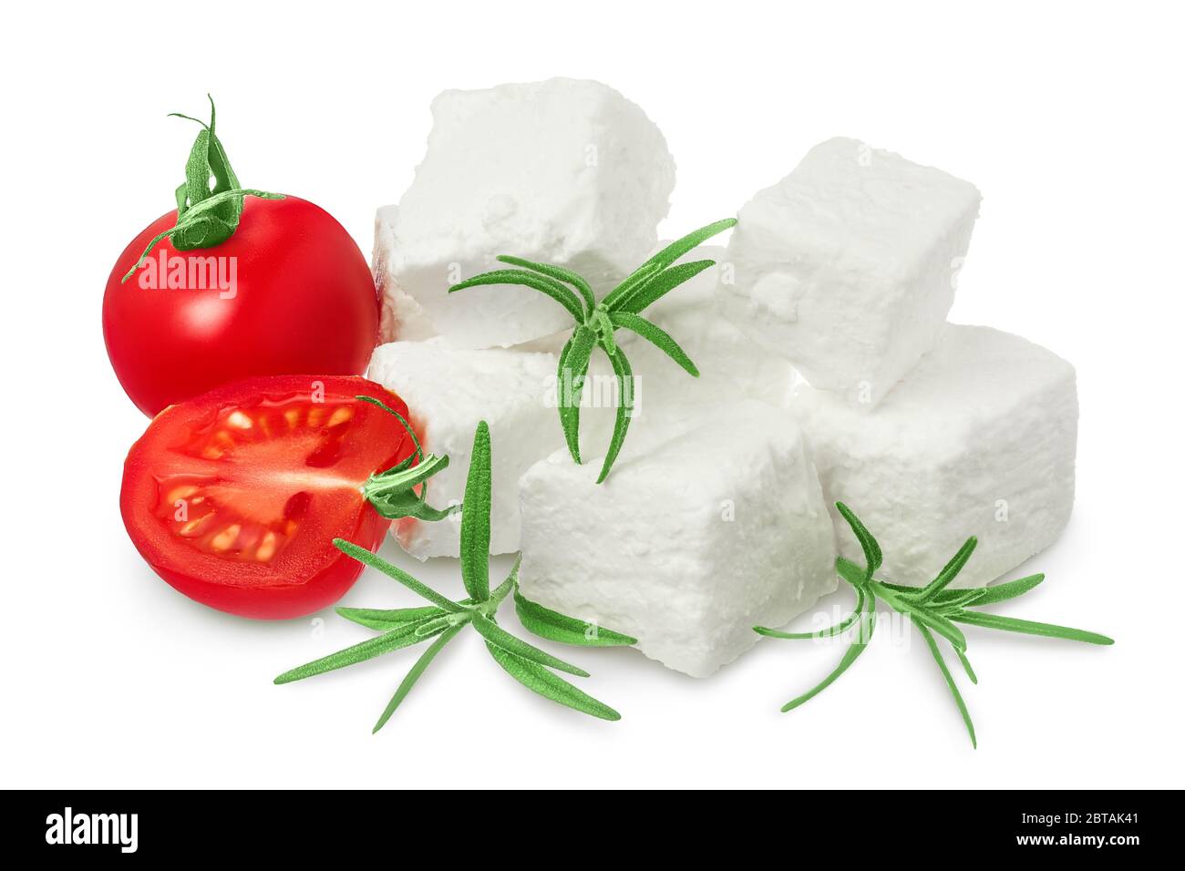 Feta cheese isolated on white background. With clipping path and full ...