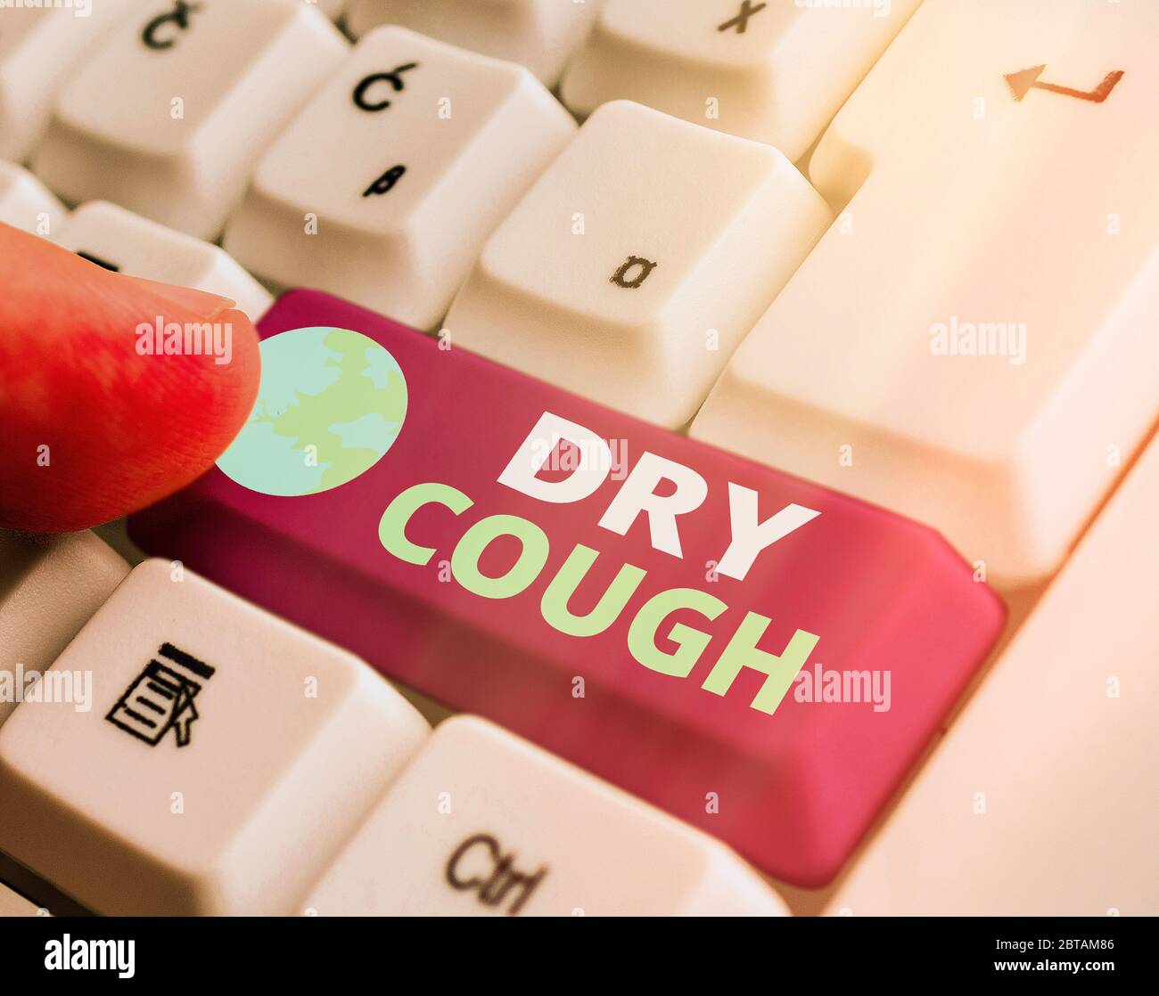 Conceptual hand writing showing Dry Cough. Concept meaning cough that ...