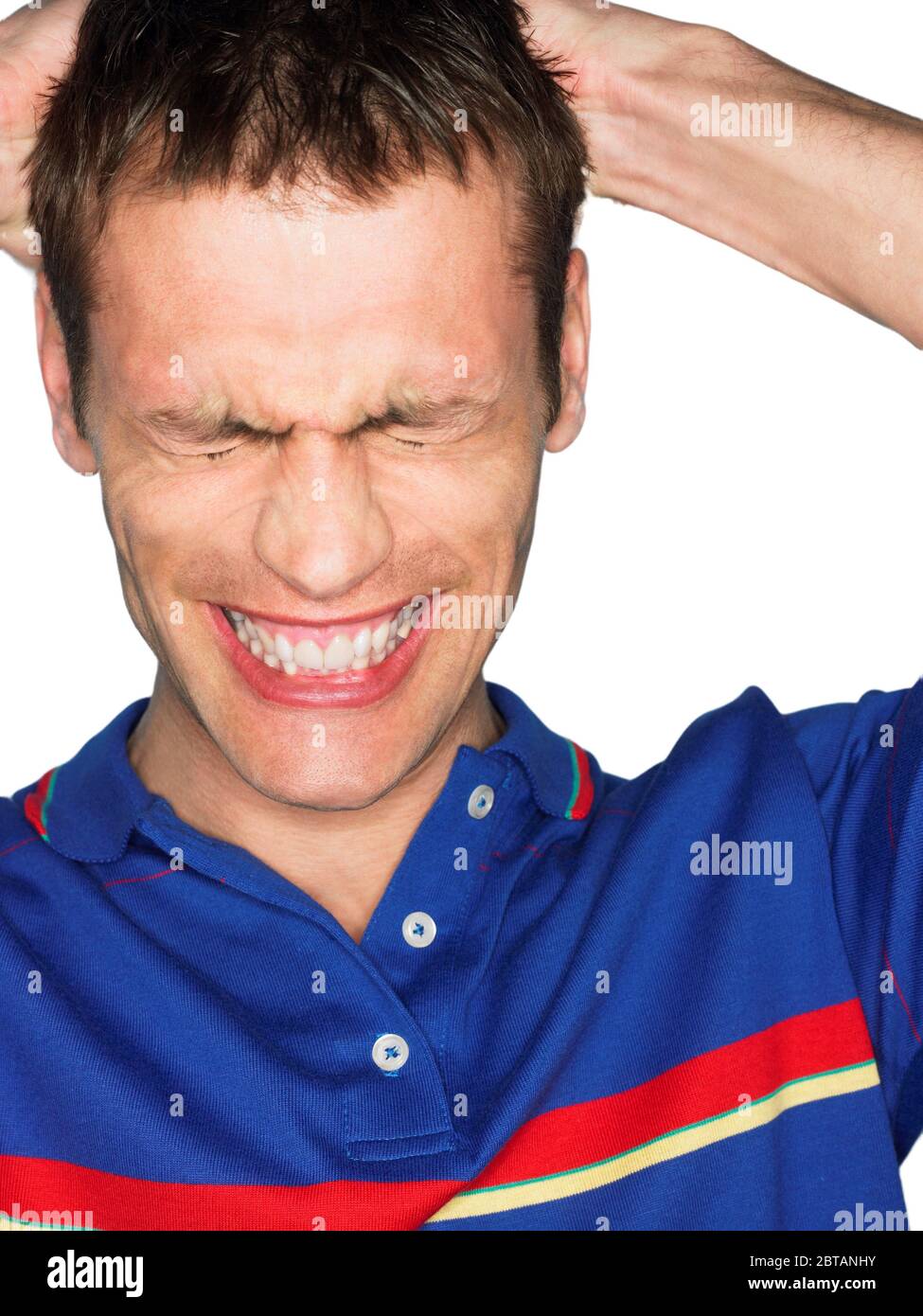 Model head hand pulling hair hi-res stock photography and images - Alamy