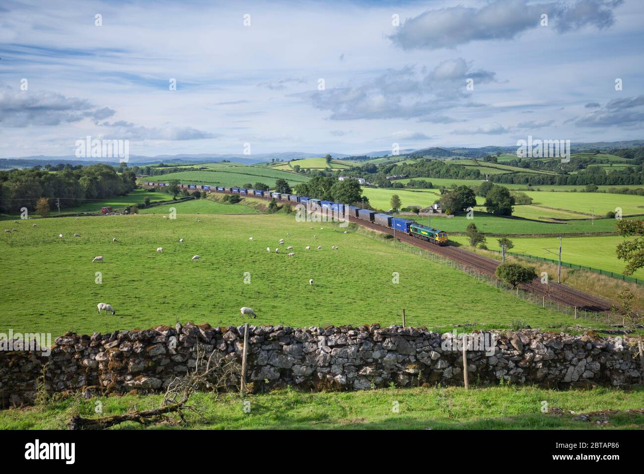 Freightliner class 66 diesel locomotive 66542 passing through Cumbria ...
