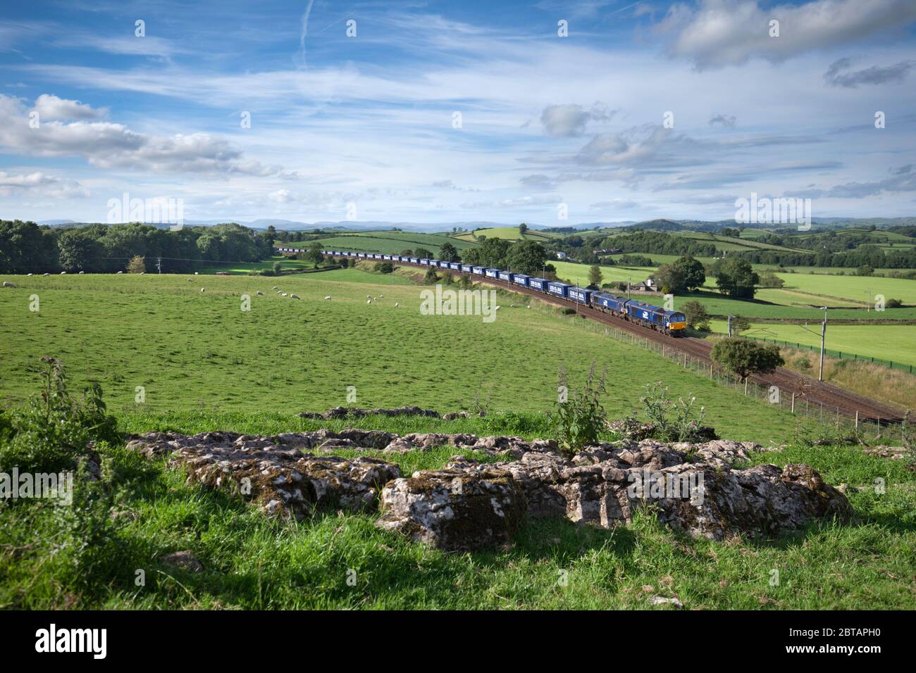 2 Direct Rail Services class 66 locomotives haul the Tesco Express ...