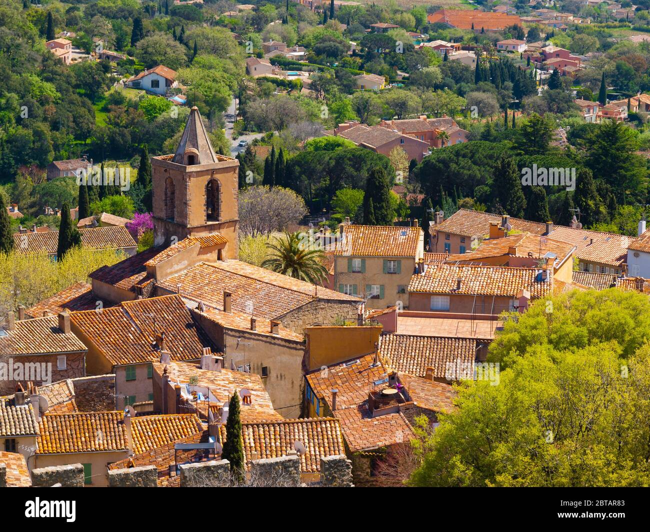 View of Grimaud village, French Riviera, Cote d'Azur, Provence ...
