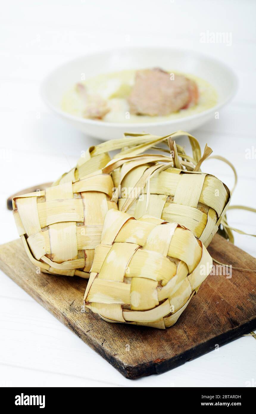 Ketupat, Rice Cake in Diamond Shape Pouch Made from Woven Coconut ...