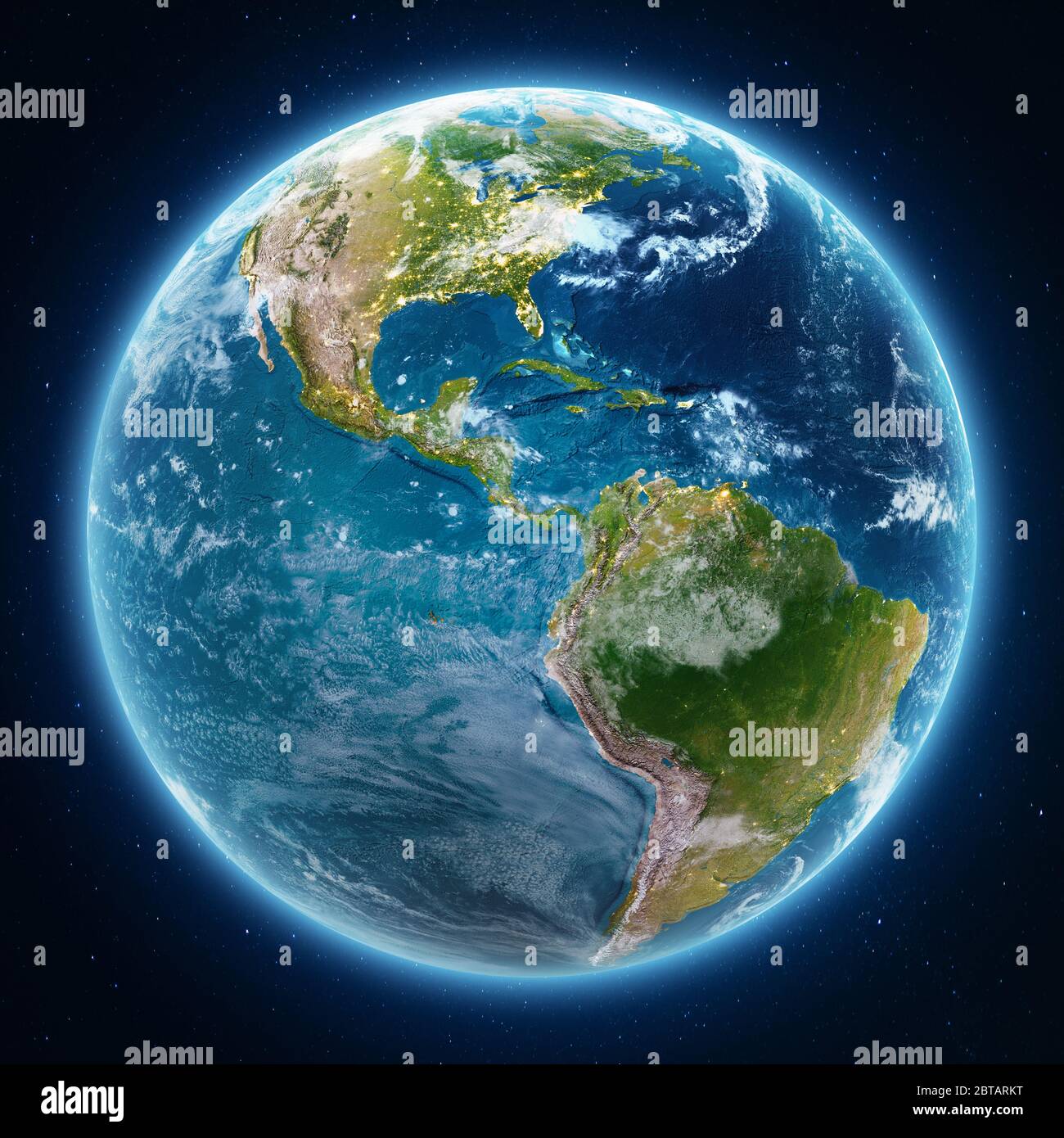Planet Earth globe at night. Elements of this image furnished by NASA ...