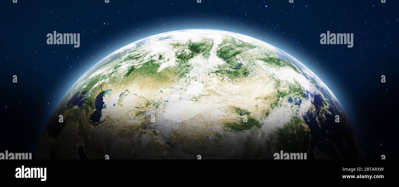 Planet Earth panoramic. Elements of this image furnished by NASA. 3d ...