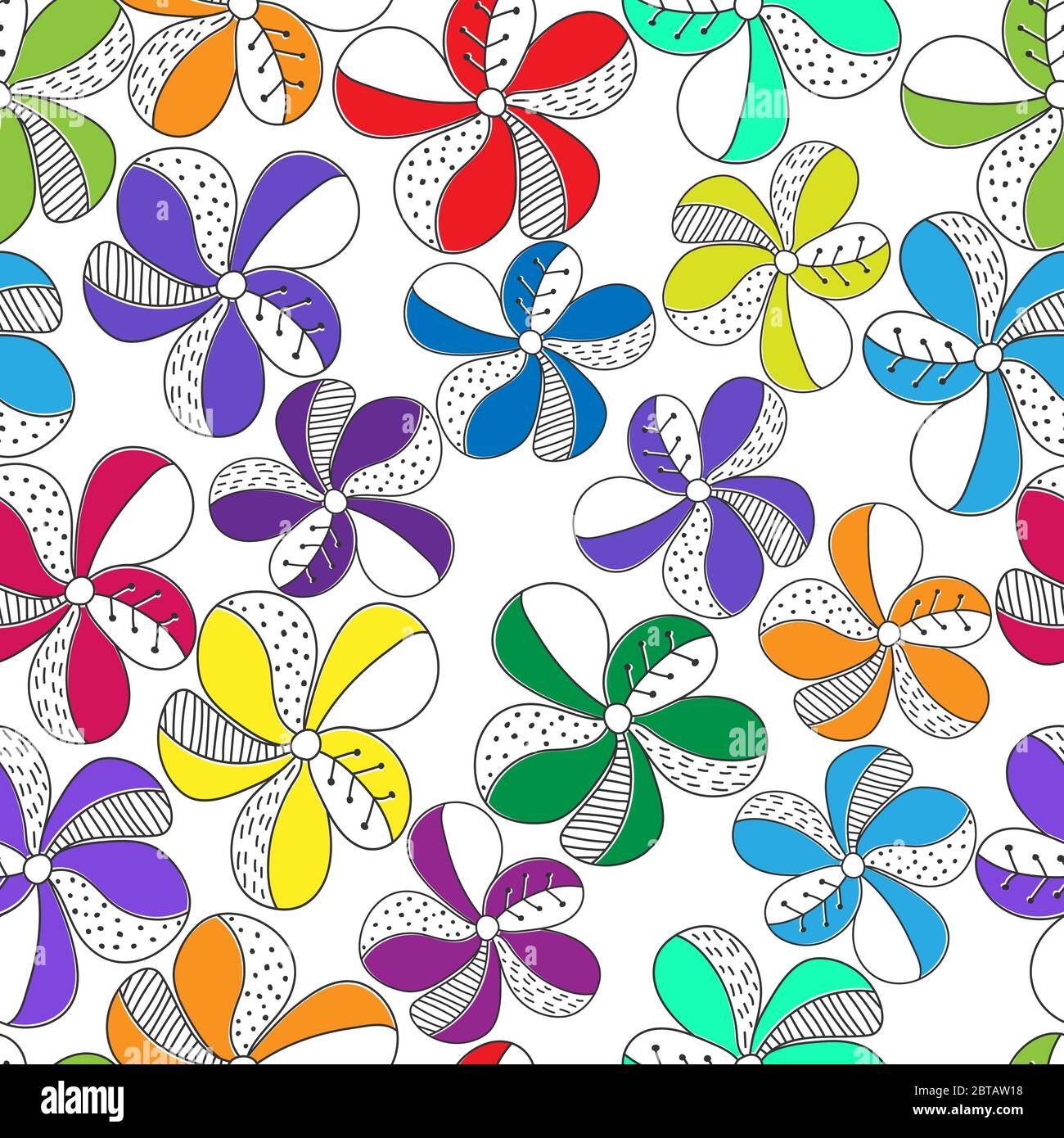 Vector seamless color flower pattern for simple backgrounds and textures, fabric, packaging and ...