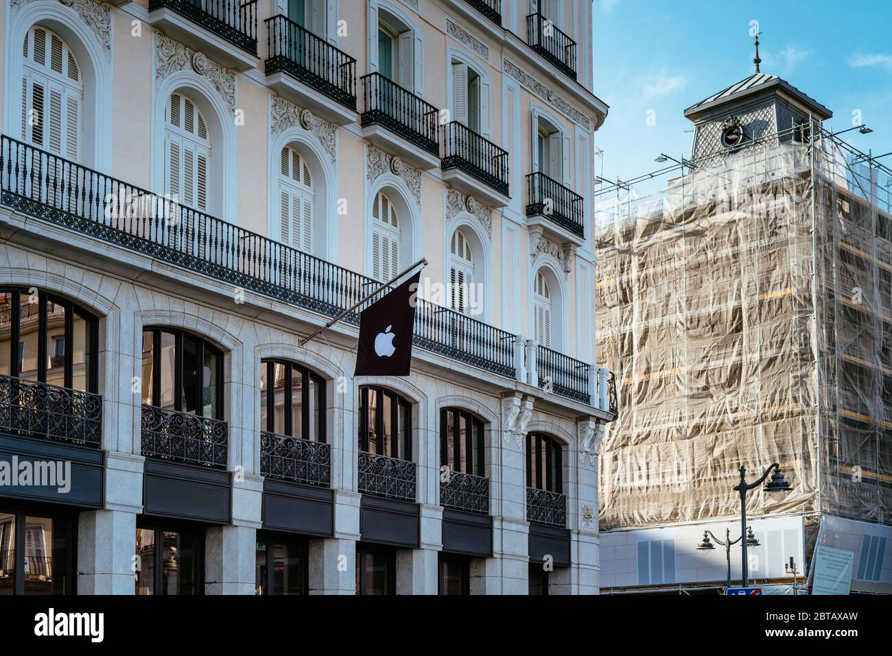 Madrid, Spain - May, 23, 2020: Apple store facade in Puerta del Sol ...