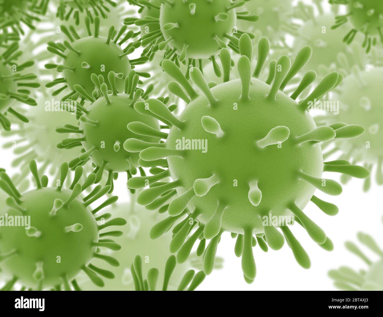 Virus cells close up isolated on white background. 3D illustration ...