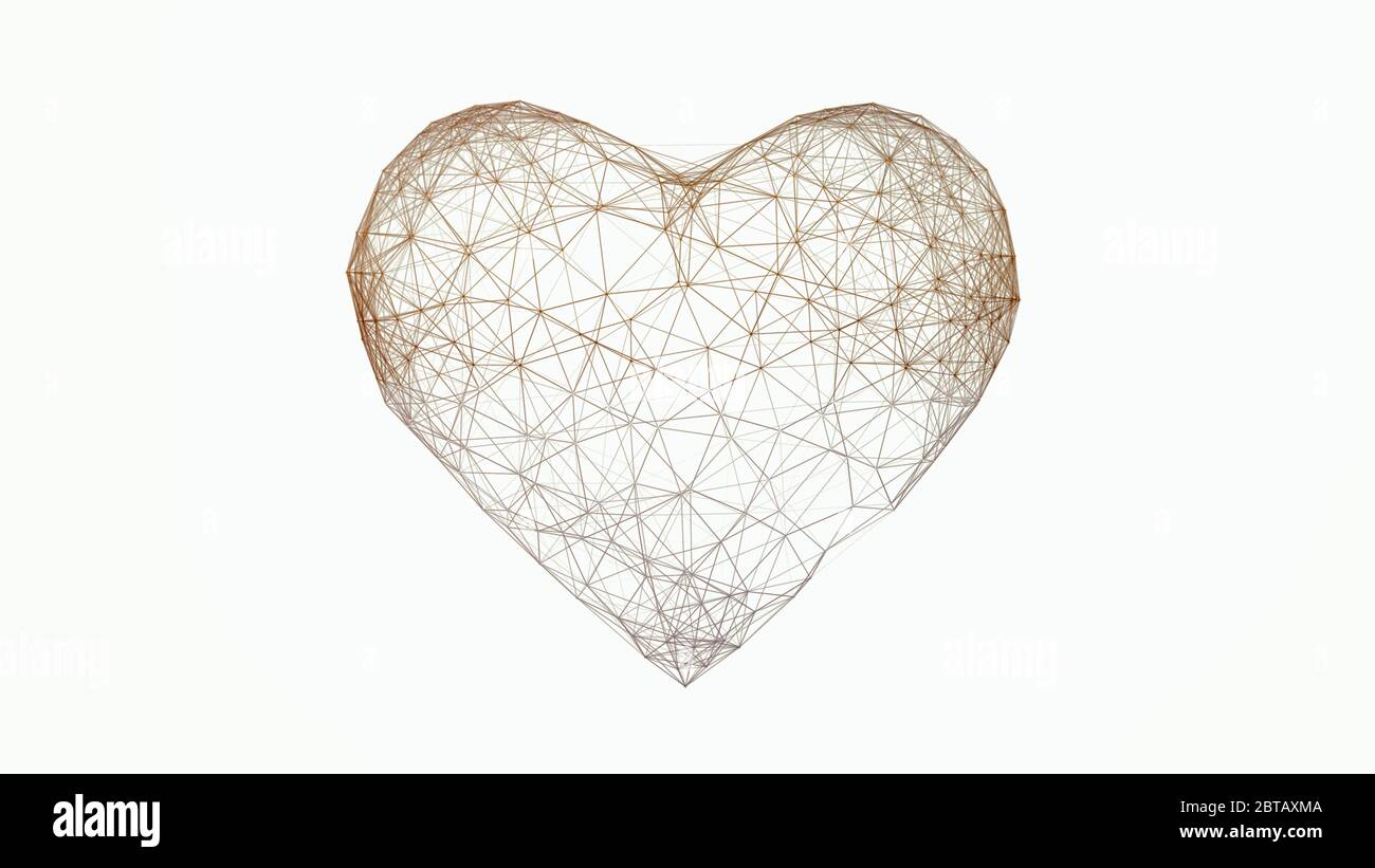 Abstract digital polygon heart shape, isolated on white background. 3d ...