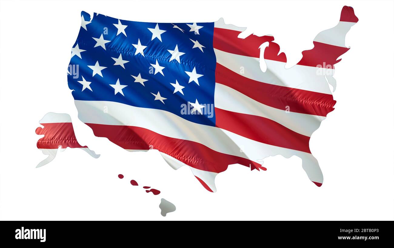 United States map on USA flag gradient background. 3d United States ...