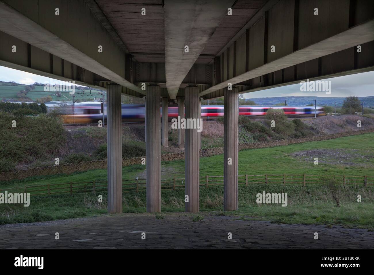 Northern Rail Siemens class 333 electric train passing beneath a ...