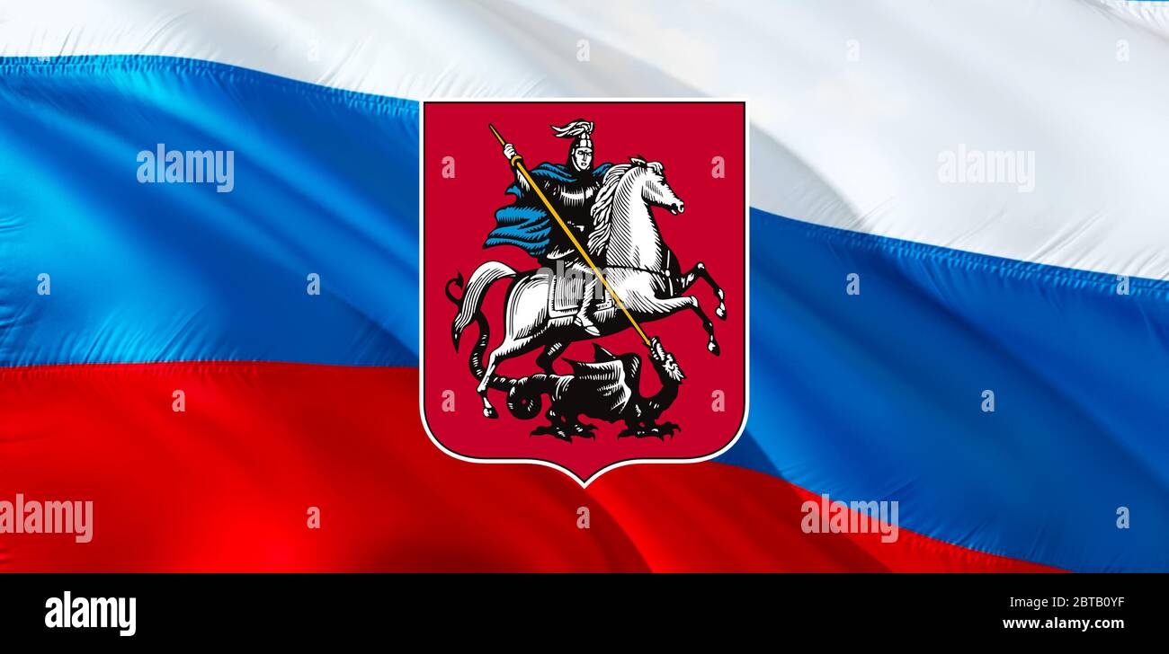Moscow city on Russian Federation flag design. Moscow Flag Background ...