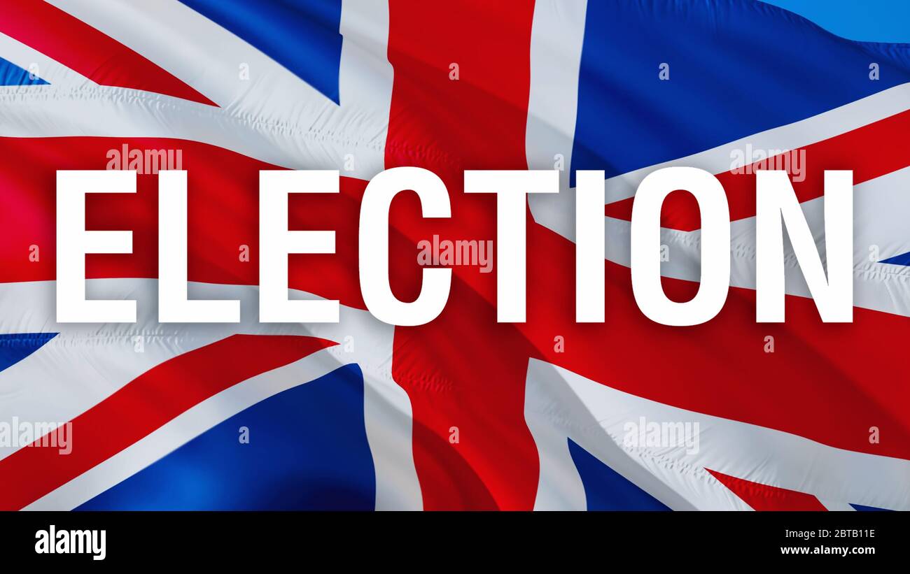 Election text on British flag waving in wind Full HD background ...
