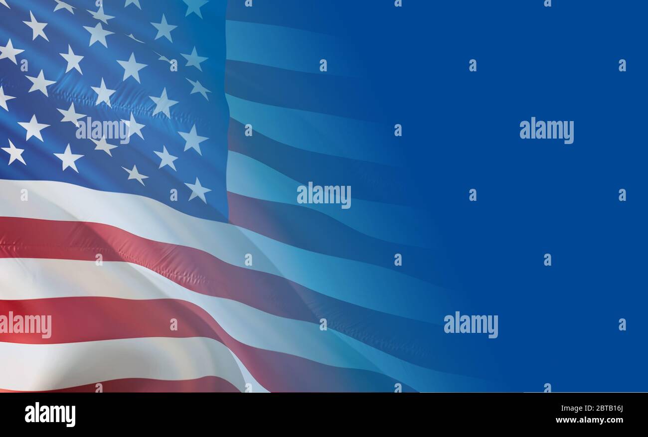 US flag waving in wind half blue background. Waving Flag United States ...