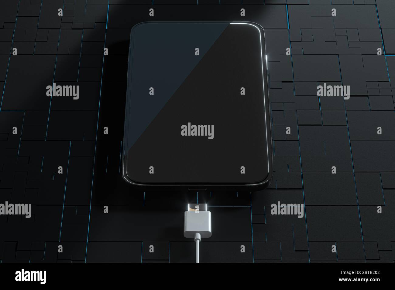 The charging mobile phone with circuit background, 3d rendering ...