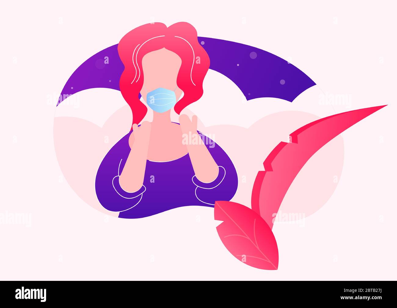 female character with mask protect against virus Stock Vector Image ...