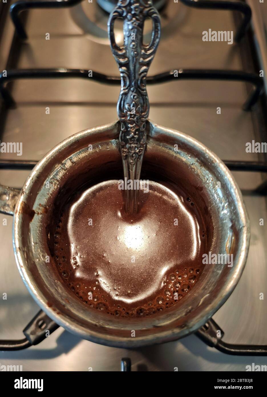 Delicious traditional Turkish coffee, making and presentation… Stock ...