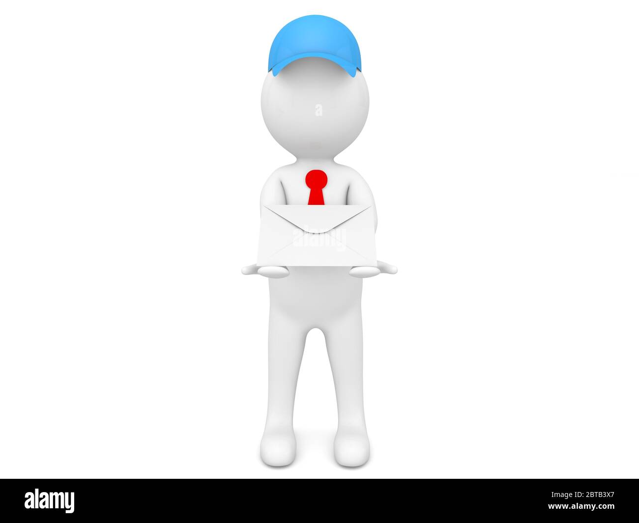 3d character with a mail envelope on a white background. 3d render ...