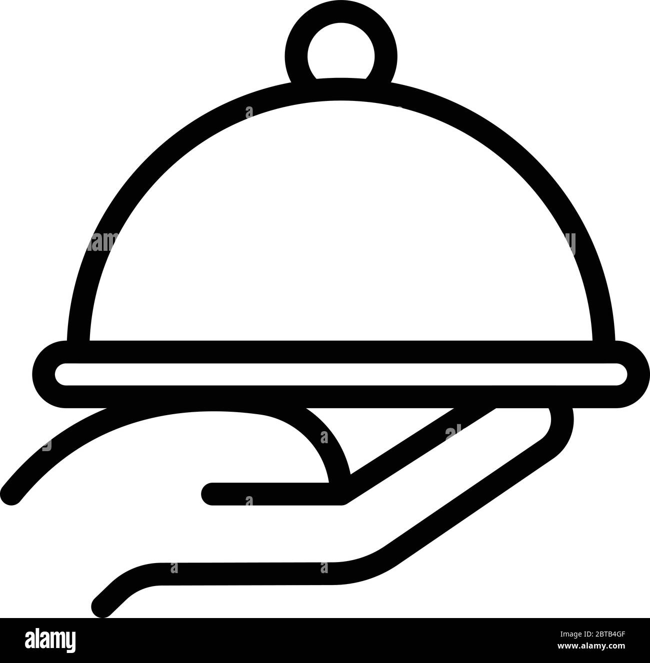 Hand and round tray with lid icon, outline style Stock Vector Image ...