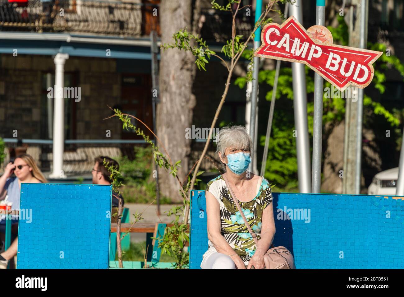 Montreal, CA - 23 May 2020: Woman with face mask for protection from ...