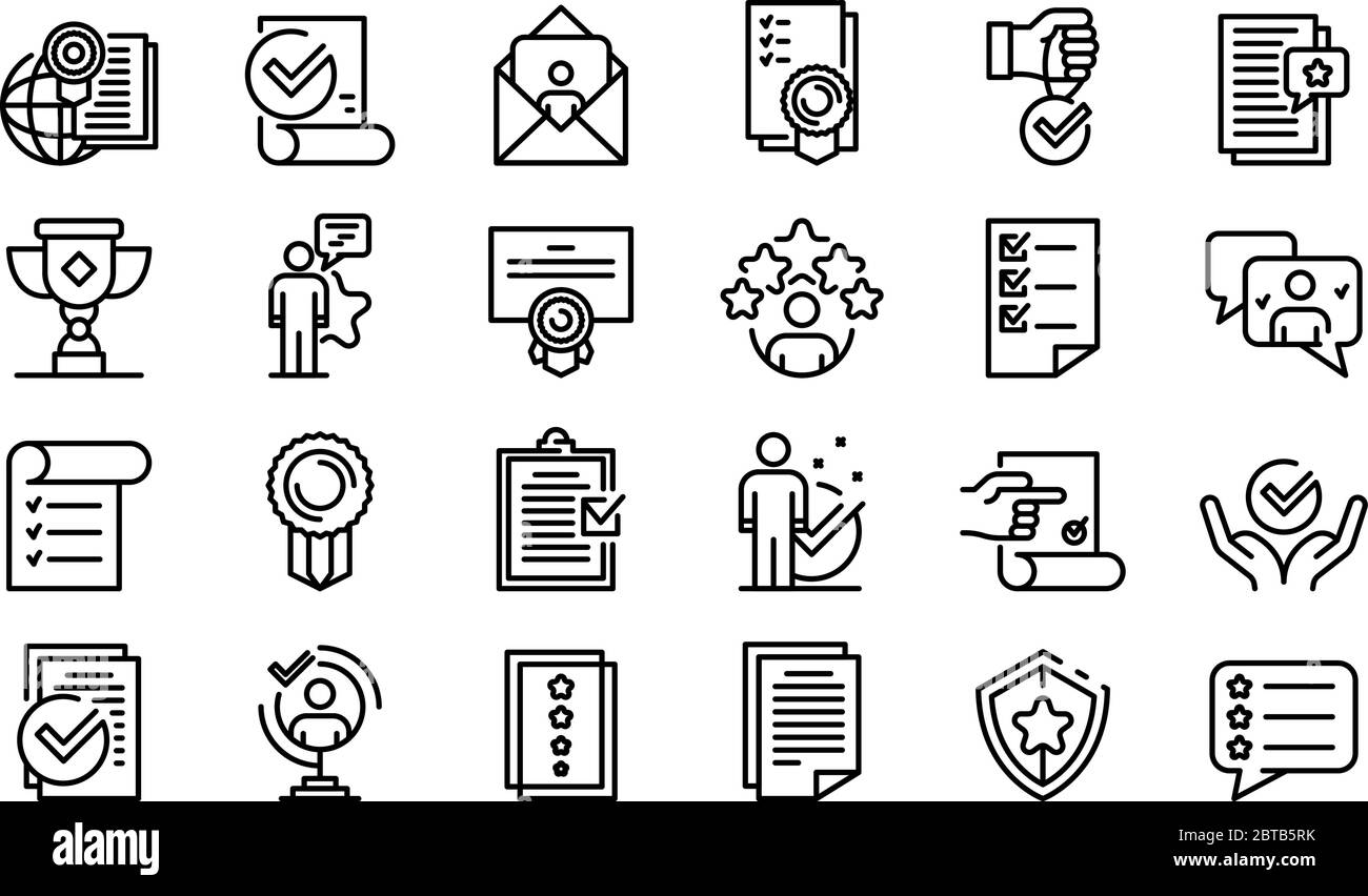 Attestation service icons set, outline style Stock Vector Image & Art ...