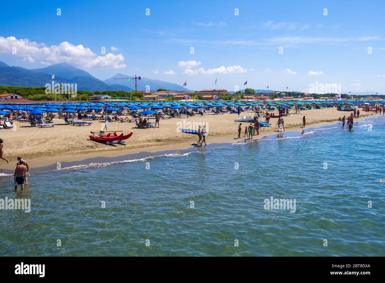 Forte dei Marmi, Italy - August 18, 2019: Mediterranean Sea and Forte ...