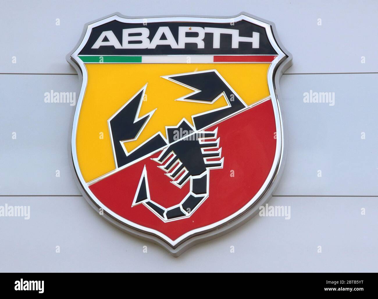 An Abarth motor company logo seen at a car dealership Stock Photo - Alamy