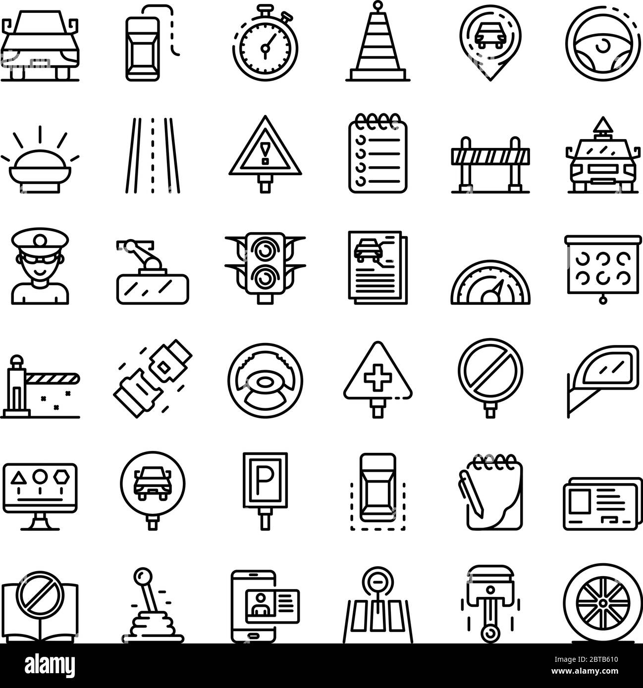 Driving school icons set, outline style Stock Vector Image & Art - Alamy
