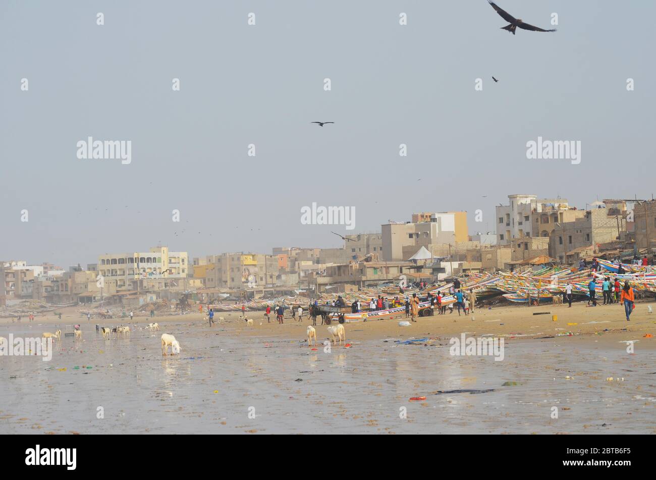 Yoff beach, an artisanal fishing landing site and populous coastal ...