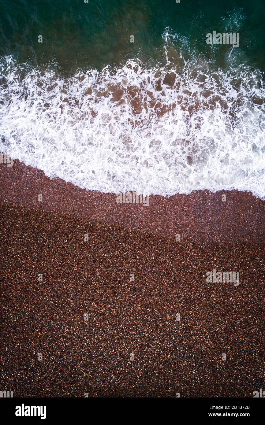 Vacation and travel concept. Aerial image of pebble beach natural ...