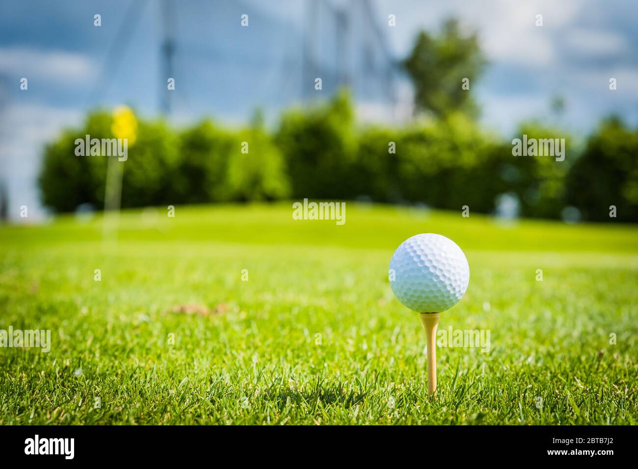 golf ball on golf green grass natural fairway Stock Photo - Alamy
