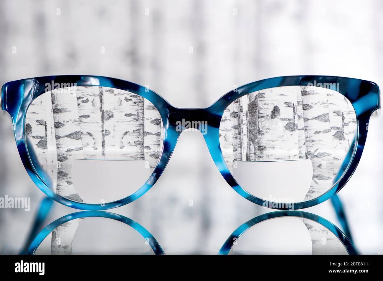 Eyeglasses Glasses with Bifocals and Black blue Frame smudged agaist ...