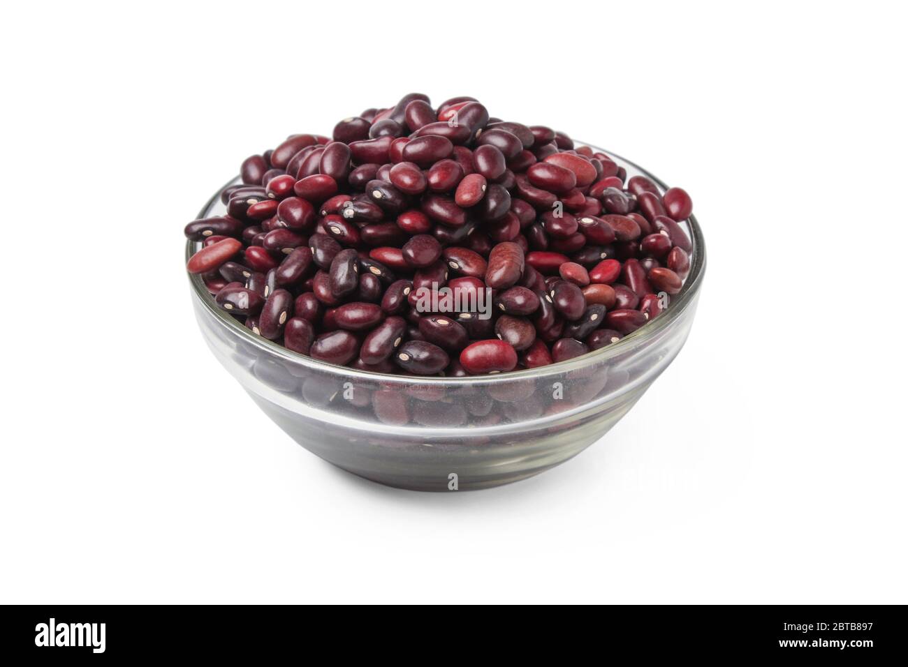 Red bean grains in a glass cup isolated on white background Stock Photo ...