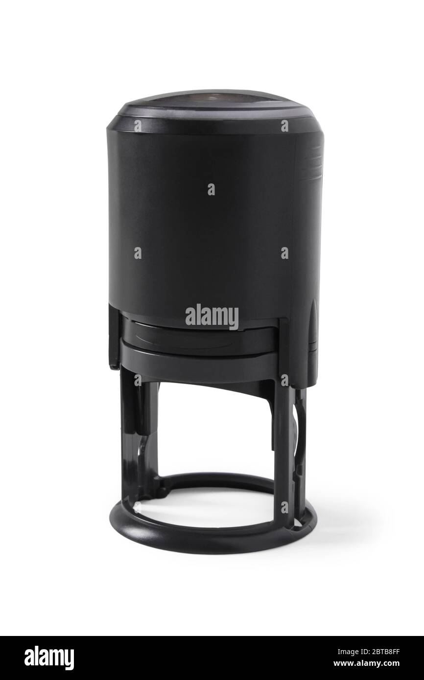 Round automatic office rubber stamp. Modern plastic rubber stamp on a ...